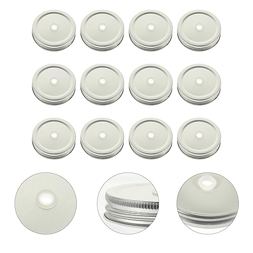 12pcs Cup Lid Leak Proof Canning Caps Secure Canning Jar Caps Jar Covers Jar Straw Lids Leak Proof Lid Sealing Lids for Jar Jar Lids Cup Covers