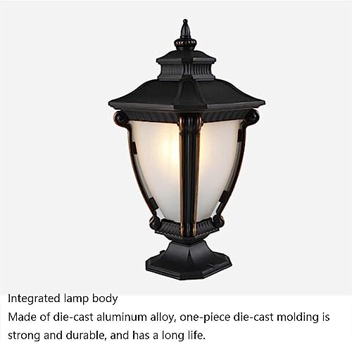 UYTTLHK Simple and Creative Post Light, Country Style Outdoor Post Lights, Industrial Style Lighting Fixture with Frosted Glass Shade, Cast Aluminum E26 Socket Post Lamp Deck Garden