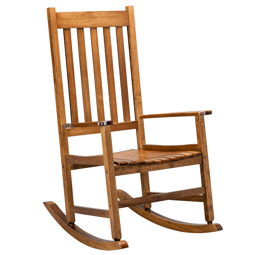 Original Color Outdoor Rocking Chair Patio Wooden Rocker Bistro Rocking Outdoor Balcony Backyard Chair Outdoor & Indoor Rocker Chair for Garden, Patio, Balcony, Backyard Porch Rocker 62 x 86 x 117cm