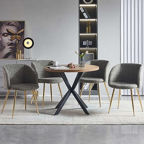 Homedot Chic Dining Table Set for 4, 5-Piece Kitchen Table and Chairs for 4 Person, Modern Imitation Wood Dining Room Table & 4 Upholstered Chairs, Kitchen Table Set for Small Spaces, Breakfast Nook