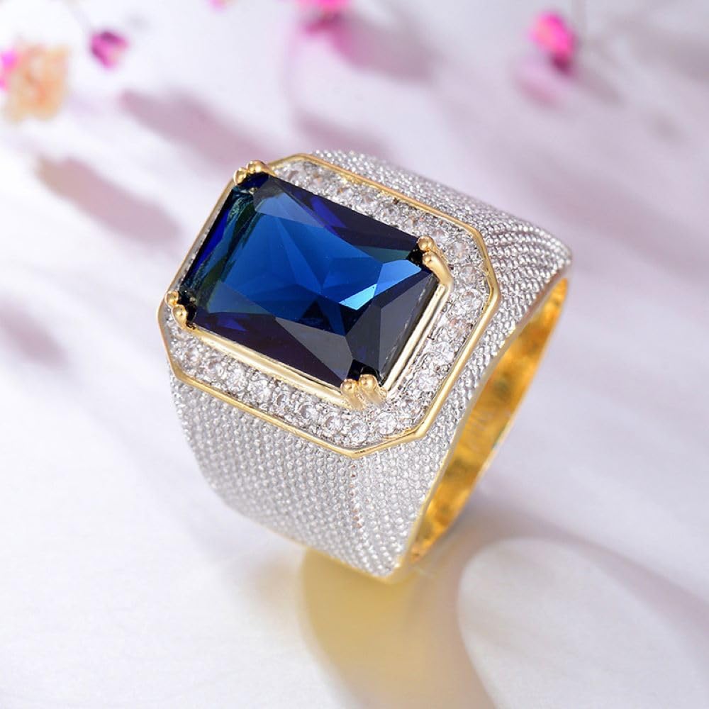 Viyuroyk 925 sterling silver Square Gemstone CZ Diamond Eternal engagement Cubic Zirconia Rings Diamond Rings for Women Jewelry Findings Earring Backs Findings (US Code 11, sapphire)