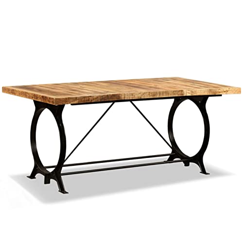 Tidyard Dining Table Mango Wood Tabletop Dinner Table Steel Legs for Kitchen, Bistro, Restaurant, Home Furniture 70.9 x 35.4 x 30 in