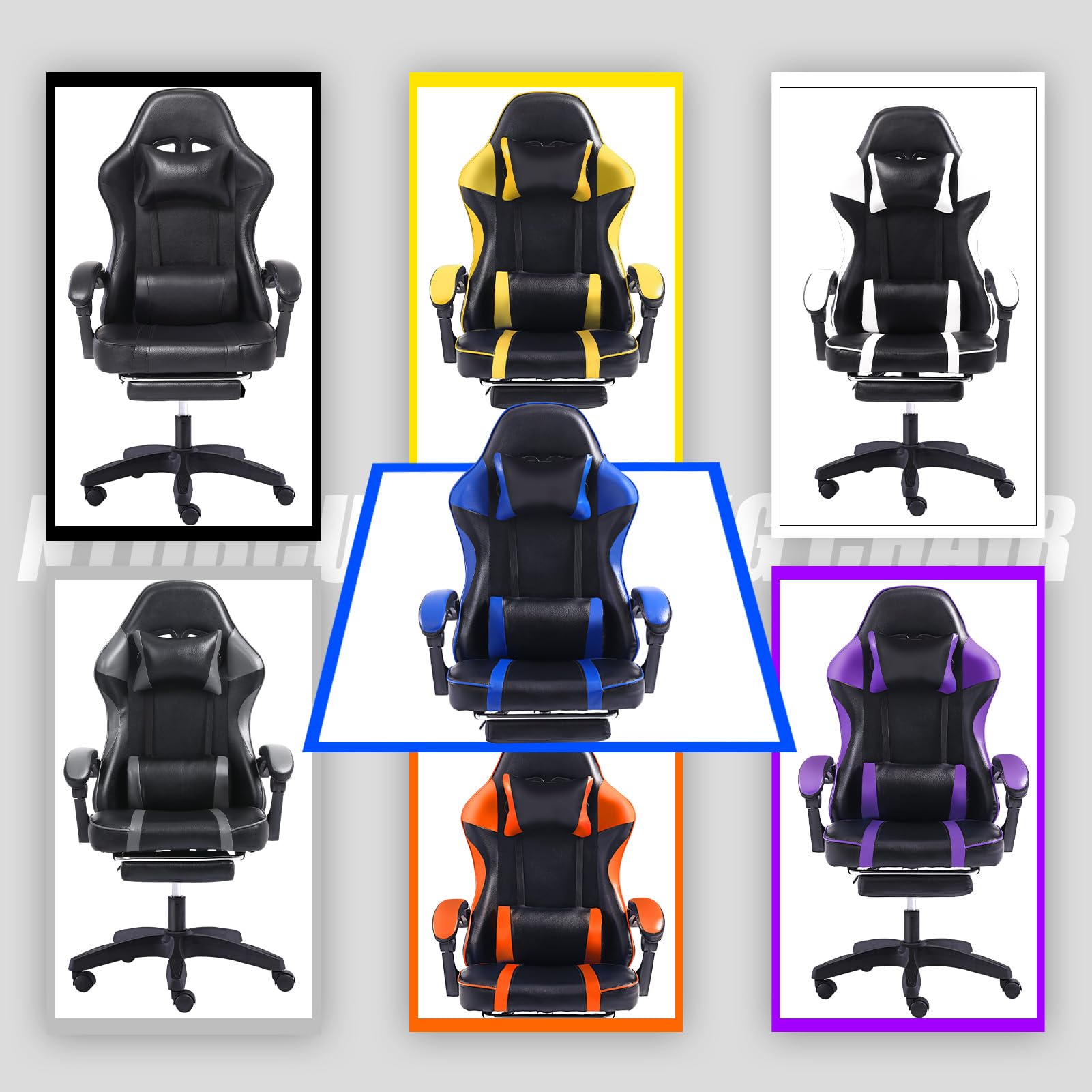 Ergonomic Office Chair, Home Office Desk Chairs with Wheels and Plastic Legs, High Back Computer Chair Rolling Chair with Adjustable Headrest (Black, Linkage Armrest)