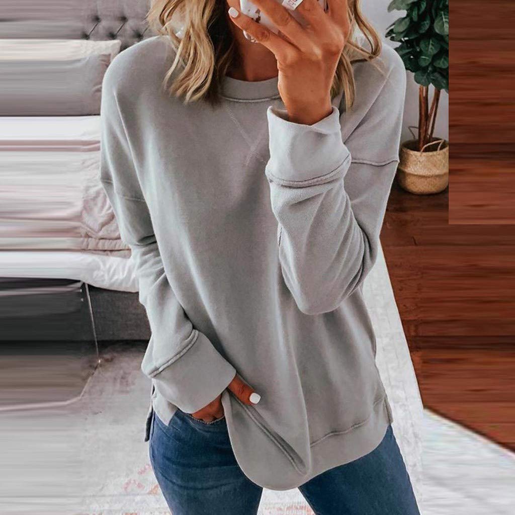 RINDE Womens Tops Fall,Long Sleeve Shirts for Women Plus Size,Women's Crewneck Sweatshirts Striped Casual Loose Long Sleeve Pullover Tops Shirts