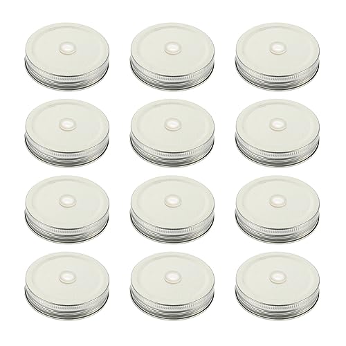 12pcs Cup Lid Leak Proof Canning Caps Secure Canning Jar Caps Jar Covers Jar Straw Lids Leak Proof Lid Sealing Lids for Jar Jar Lids Cup Covers
