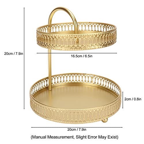 2 Tiered Tray Stand Dessert Cake Serving Holder Stand Fruit Rack with Handle, Food Presentation Serving Tray Decor for Kitchen, Living Room