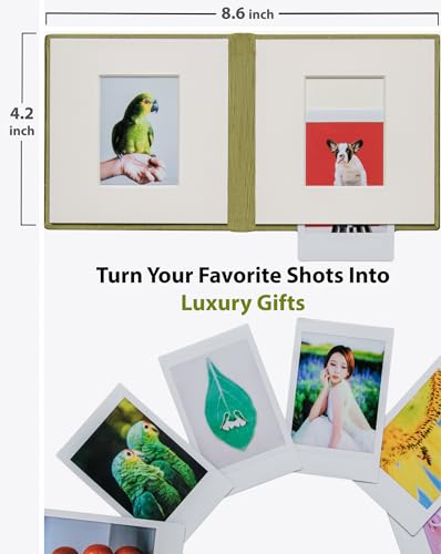 RingoFlowers Handmade Folio for Fujifilm Instax Mini Film - Handpicked Luxury Cloth, Precision Craftsmanship, Unique Conversational Starter, Premium Gift for Her Birthday (Satin Green)