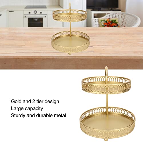 2 Tiered Tray Stand Dessert Cake Serving Holder Stand Fruit Rack with Handle, Food Presentation Serving Tray Decor for Kitchen, Living Room