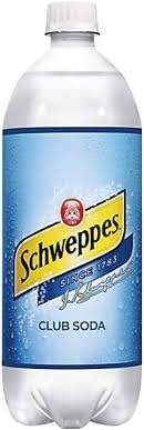 Schweppes Club Soda, 33.8 Oz Bottle (Pack of 6, Total of 202.8 Oz)