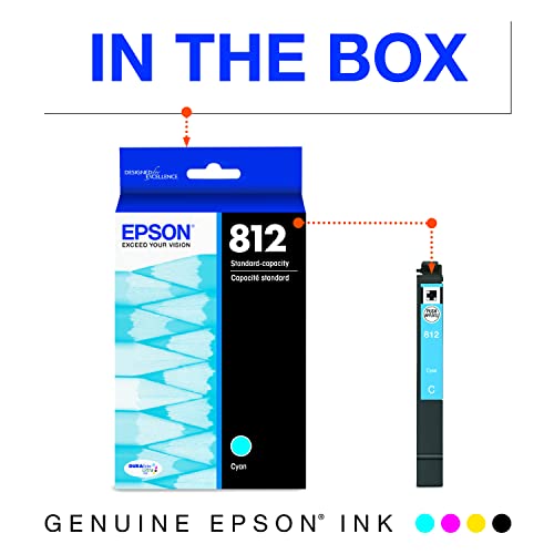 EPSON T812 DURABrite Ultra Ink Standard Capacity Cyan Cartridge (T812220-S) for Select Epson Workforce Pro Printers