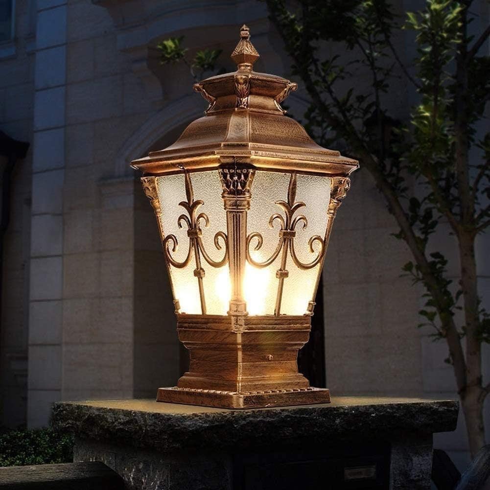 DEKOQ Post Light Outdoor Pillar Lamp, IP65 Waterproof Pillar Light Outdoor Column Lamps Patio Villa Door Porch Table Light Street Light E26 Garden Landscape Lamp