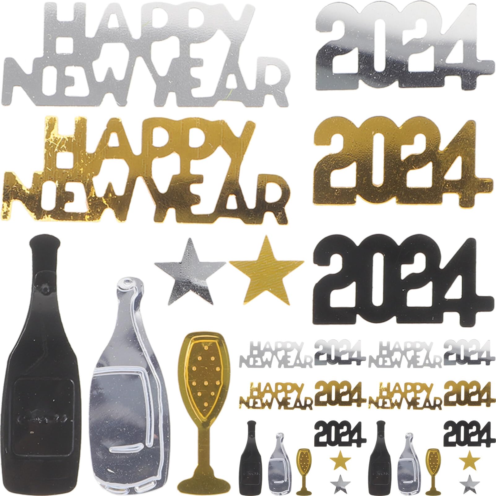 VILLCASE 3 Bags 2024 New Year Confetti Shinny 2024 New Years Eve Party Supplies Happy New Year Confetti Star Sprinkles Table Decorations for Holiday Decorations