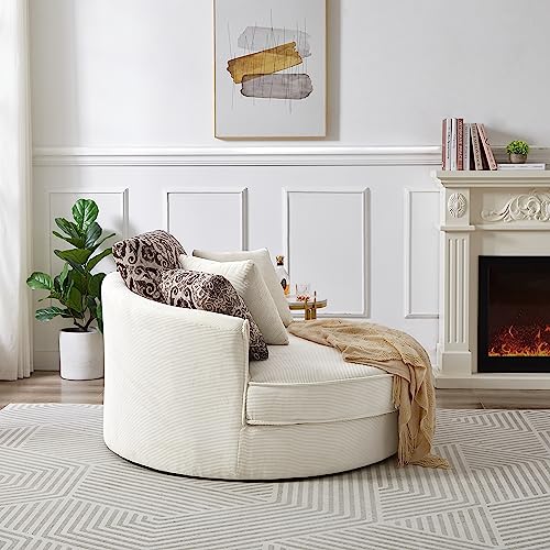 TARTOP Accent Barrel 5 Movable Pillow 360 Degree Swivel Round Sofa Chair for Living Room,Bedroom, Hotel,Beige