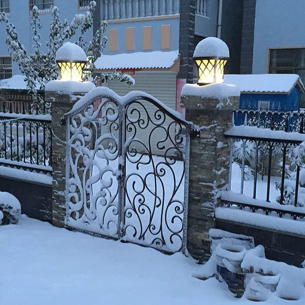 Mrdsre Short Post Light Bollard Outdoor Pedestal Lantern Square Patio Deck Column Light IP54 Waterproof Deck Fence Table Light Gate Bollard Pillar Light Fixtures