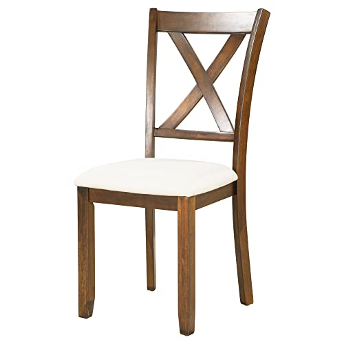WOZNLA 6-Piece Farmhouse Rustic Dining Table Set - Rectangular Wood Table and Chairs with Padded Seats - Perfect Family Kitchen Furniture for Gatherings and Meals