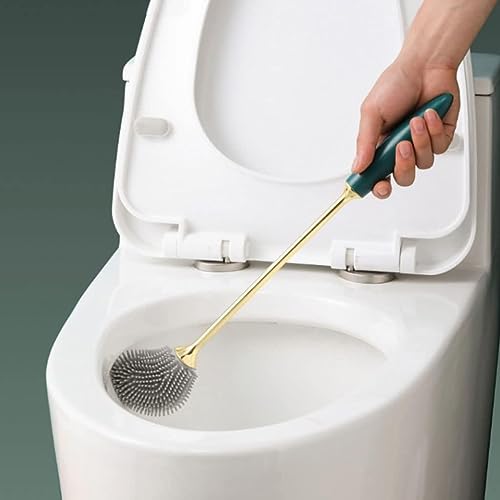 SAAKO Silicone Toilet Bowl Brush Lightweight Wall Mount Toilet Brush and Holder Set Toilet Cleaner Brush Bathroom Deep Clean