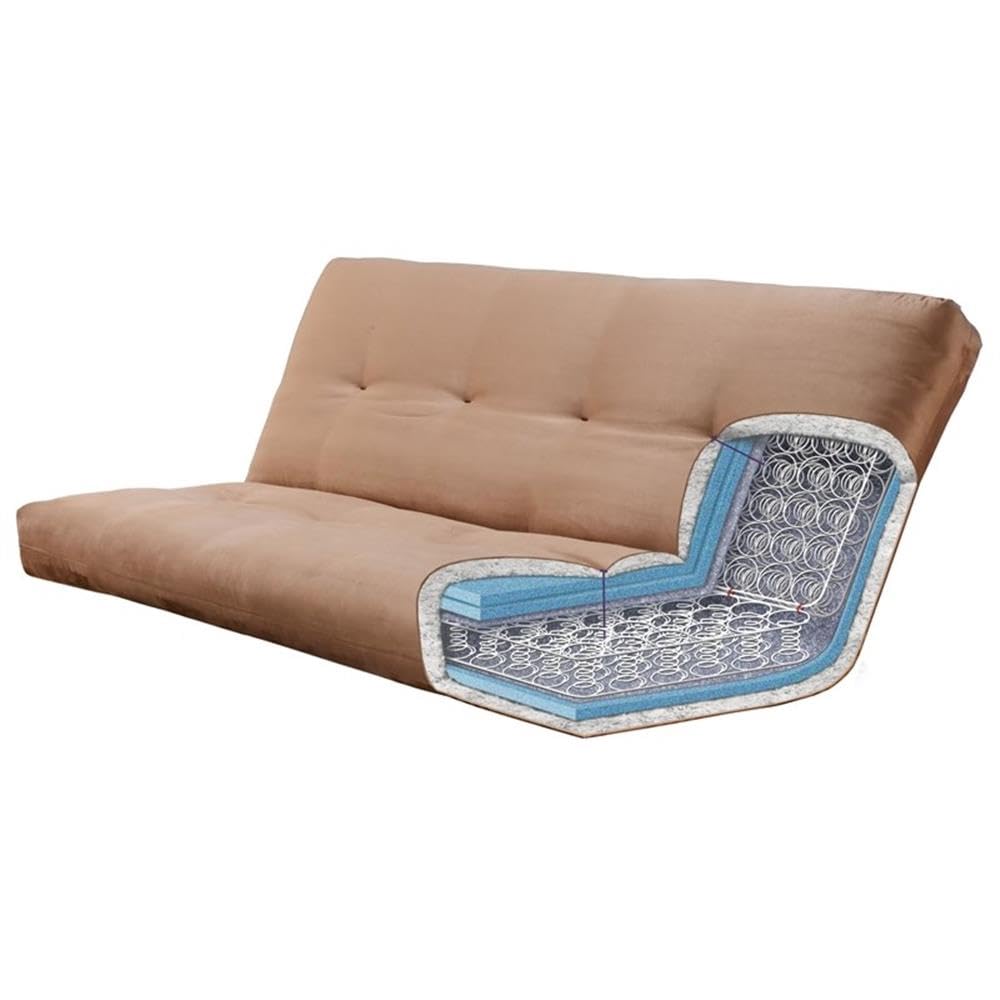Kodiak Furniture Coil Hinged Full-Size Futon Mattress in Woodsmoke Brown-Frame Not Included