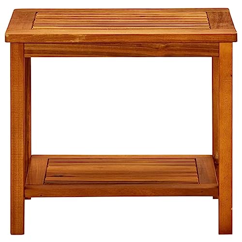 GOLINPEILO Solid Acacia Wood Side Table with a Bottom Shelf, Wooden Side Table End Table Couch Table for Living Room Home, Office 19.7" x 13.8" x 17.7" -AA