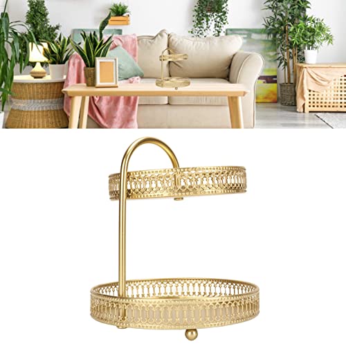 2 Tiered Tray Stand Dessert Cake Serving Holder Stand Fruit Rack with Handle, Food Presentation Serving Tray Decor for Kitchen, Living Room