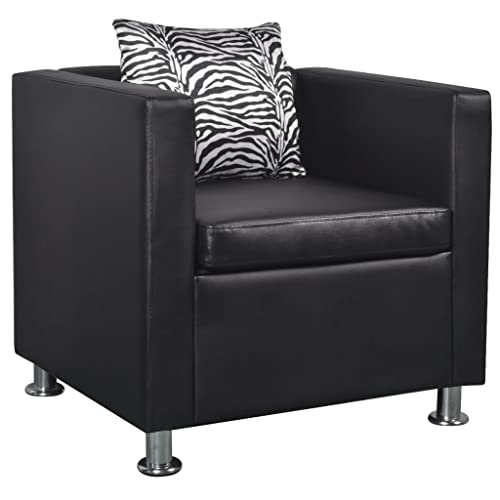 YPWRENH Leisure Chair Sofa Chair Cube Armchair Black Faux Leather for Living Room, Dining Room, Conference Room, Waiting Room