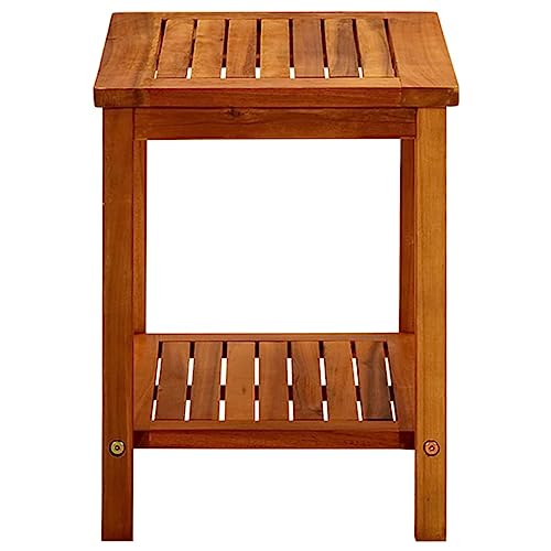 GOLINPEILO Solid Acacia Wood Side Table with a Bottom Shelf, Wooden Side Table End Table Couch Table for Living Room Home, Office 19.7" x 13.8" x 17.7" -AA