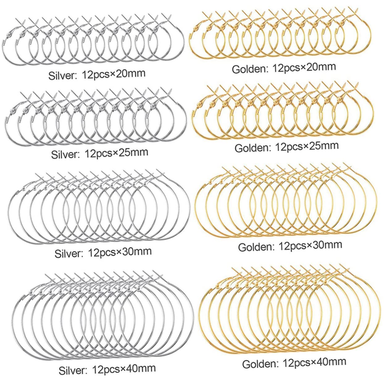 VILLCASE 3sets Earring Hoops for Jewelry Crafting Women's Earring Studs Earring Making Kit Alloy Round Hoops Jewelry Supplies 96pcs*3