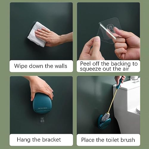 SAAKO Silicone Toilet Bowl Brush Lightweight Wall Mount Toilet Brush and Holder Set Toilet Cleaner Brush Bathroom Deep Clean