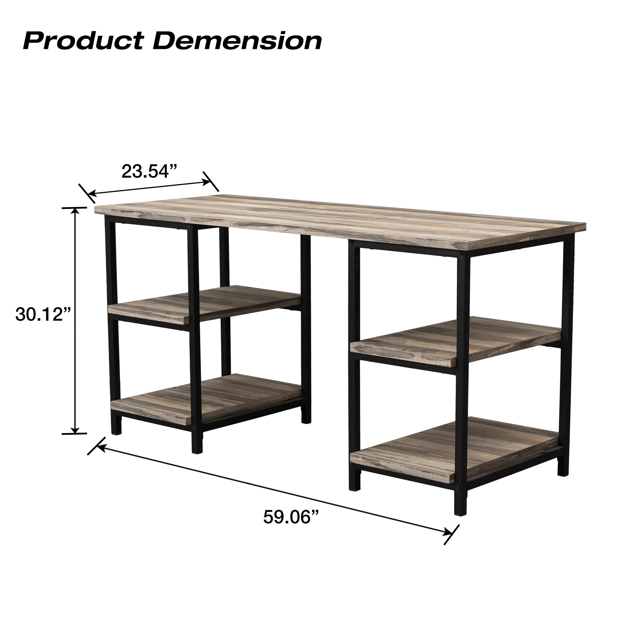 yoptote, Trestle, Modern Simple Style Study Work Game, Workstation Home Office Table Computer Desk, Gray