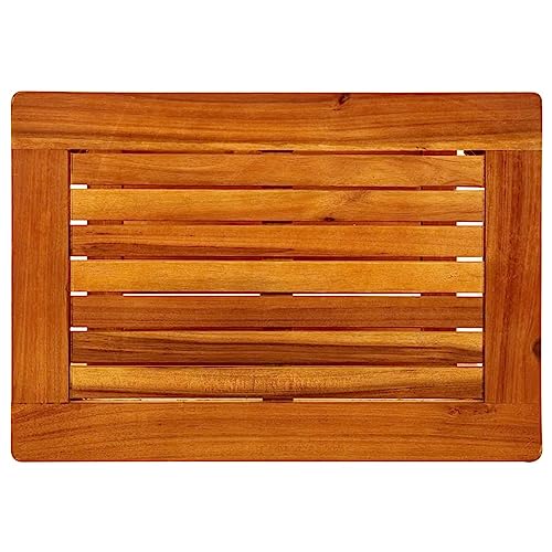 GOLINPEILO Solid Acacia Wood Side Table with a Bottom Shelf, Wooden Side Table End Table Couch Table for Living Room Home, Office 19.7" x 13.8" x 17.7" -AA