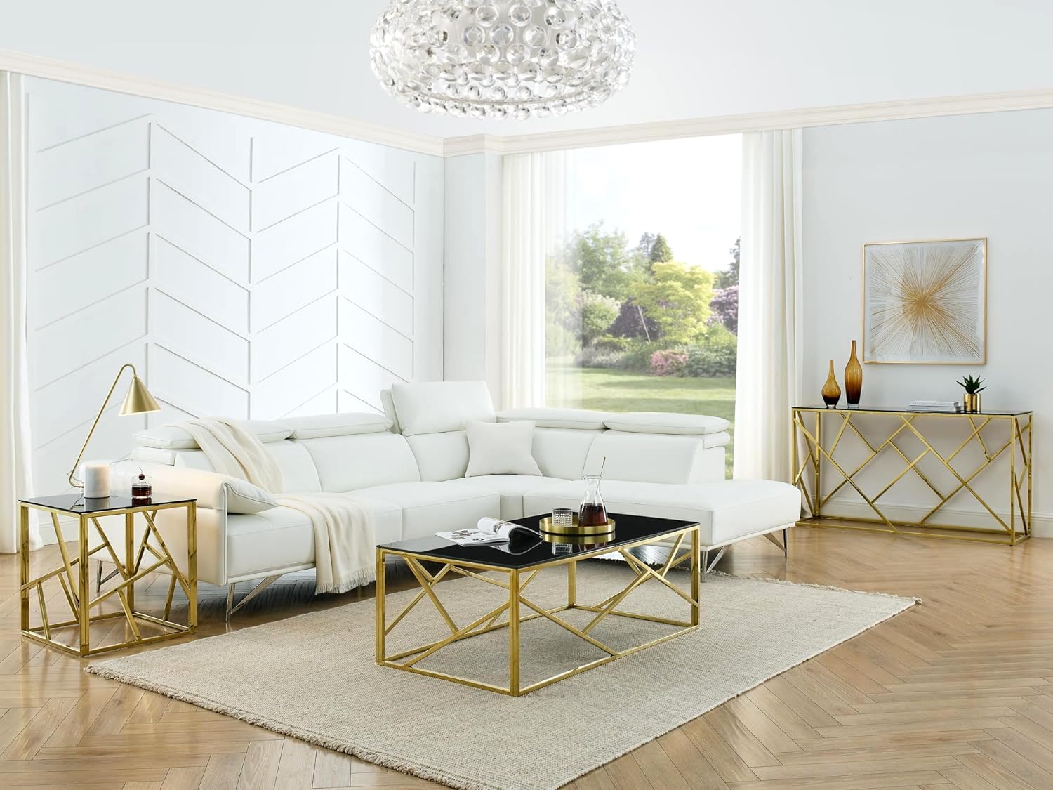 Goderfuu Modern Side Table Small End Table Black Glass Night Stand, Corner Table with Stainless Steel Base, Square End Table with Storage, Bedroom Side Table Living Room Sofa Table, Gold Side Table