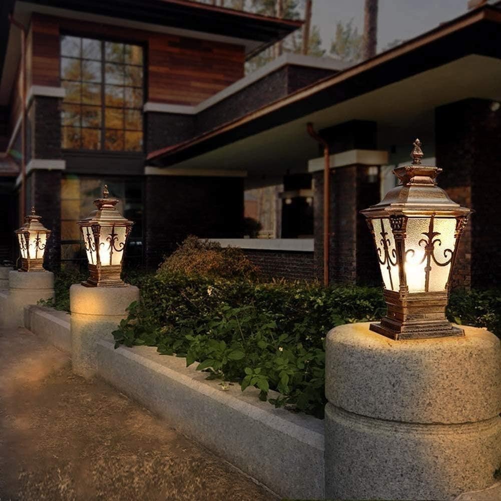 DEKOQ Post Light Outdoor Pillar Lamp, IP65 Waterproof Pillar Light Outdoor Column Lamps Patio Villa Door Porch Table Light Street Light E26 Garden Landscape Lamp