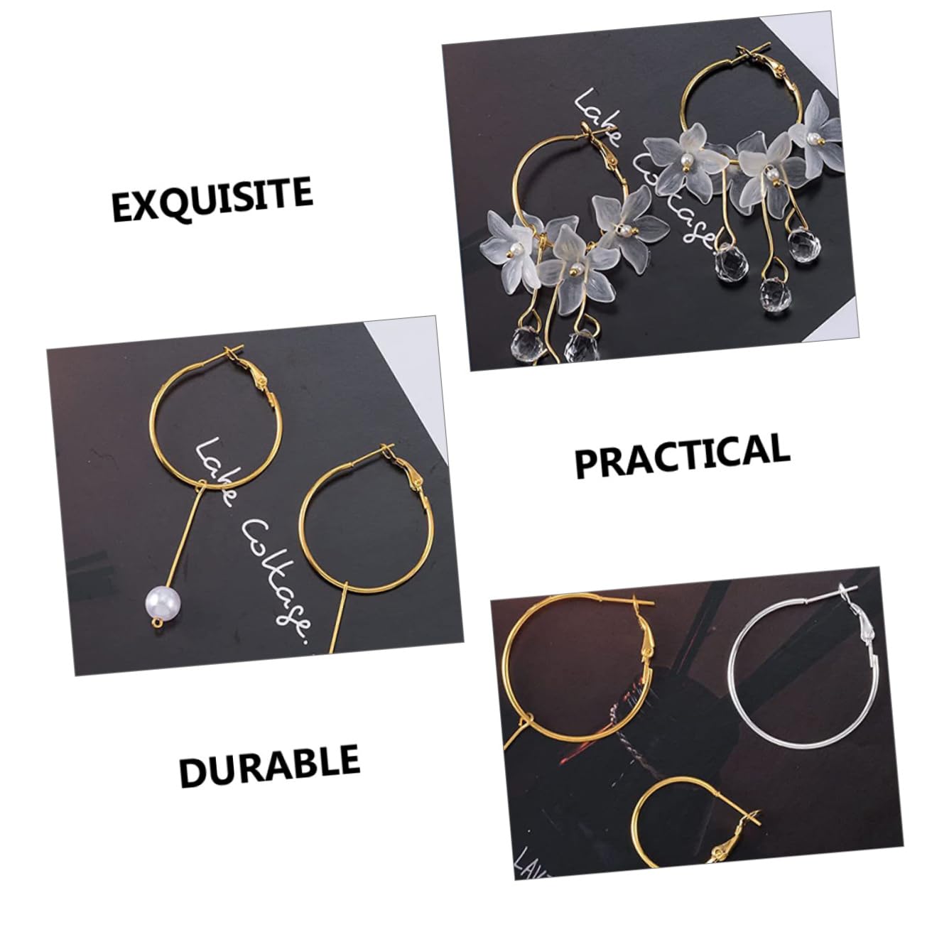 VILLCASE 3sets Earring Hoops for Jewelry Crafting Women's Earring Studs Earring Making Kit Alloy Round Hoops Jewelry Supplies 96pcs*3