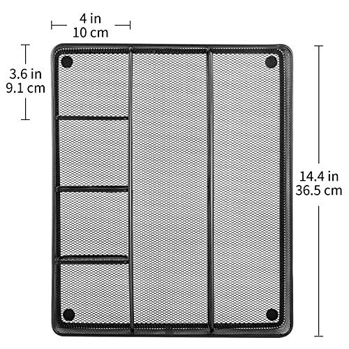 Amazon Basics Desk Drawer Organizer for Office and Home, Metal Mesh, 6 Compartments, Black