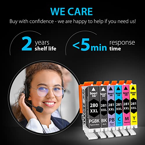 Smart Ink Compatible Ink Cartridge Replacement for Canon PGI-280XXL CLI-281XXL PGI 280 CLI 281 to use with Pixma TS9120 TS8320 TS8220 TS8120 (PGBK & BK/C/M/Y/PB) 6 Combo Pack