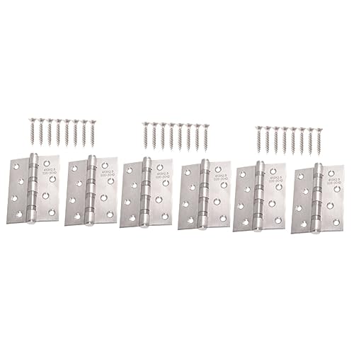 DOITOOL 6 Pcs 4 Home Furniture Hardware Interior Hinge with Screws Folding Door Hinge Folding Hinge Plated Hinge Bearing Steel Hinge Mute Flat Hinge Door Loose-Leaf Hinge Bearing Household