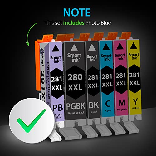 Smart Ink Compatible Ink Cartridge Replacement for Canon PGI-280XXL CLI-281XXL PGI 280 CLI 281 to use with Pixma TS9120 TS8320 TS8220 TS8120 (PGBK & BK/C/M/Y/PB) 6 Combo Pack