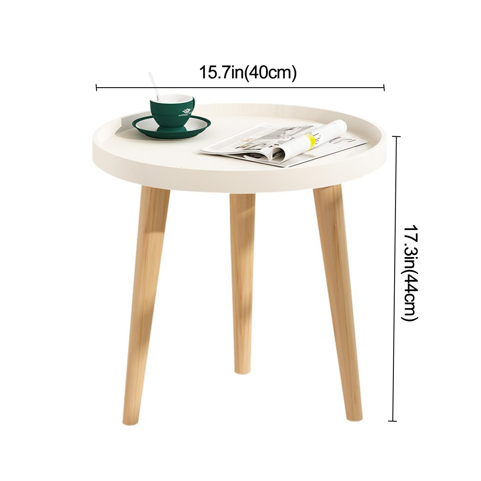 Round Side Table, White Nightstand Coffee End Table for Living Room, Bedroom, Small Spaces, Easy Assembly Modern Home Decor Bedside Table