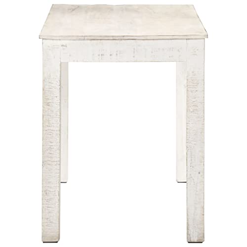 YPWRENH Rectangular Wooden End Table Dining Table White 47.2 "x23.6 x29.9 Solid Mango Wood for Dining Room, Kitchen or Living Room