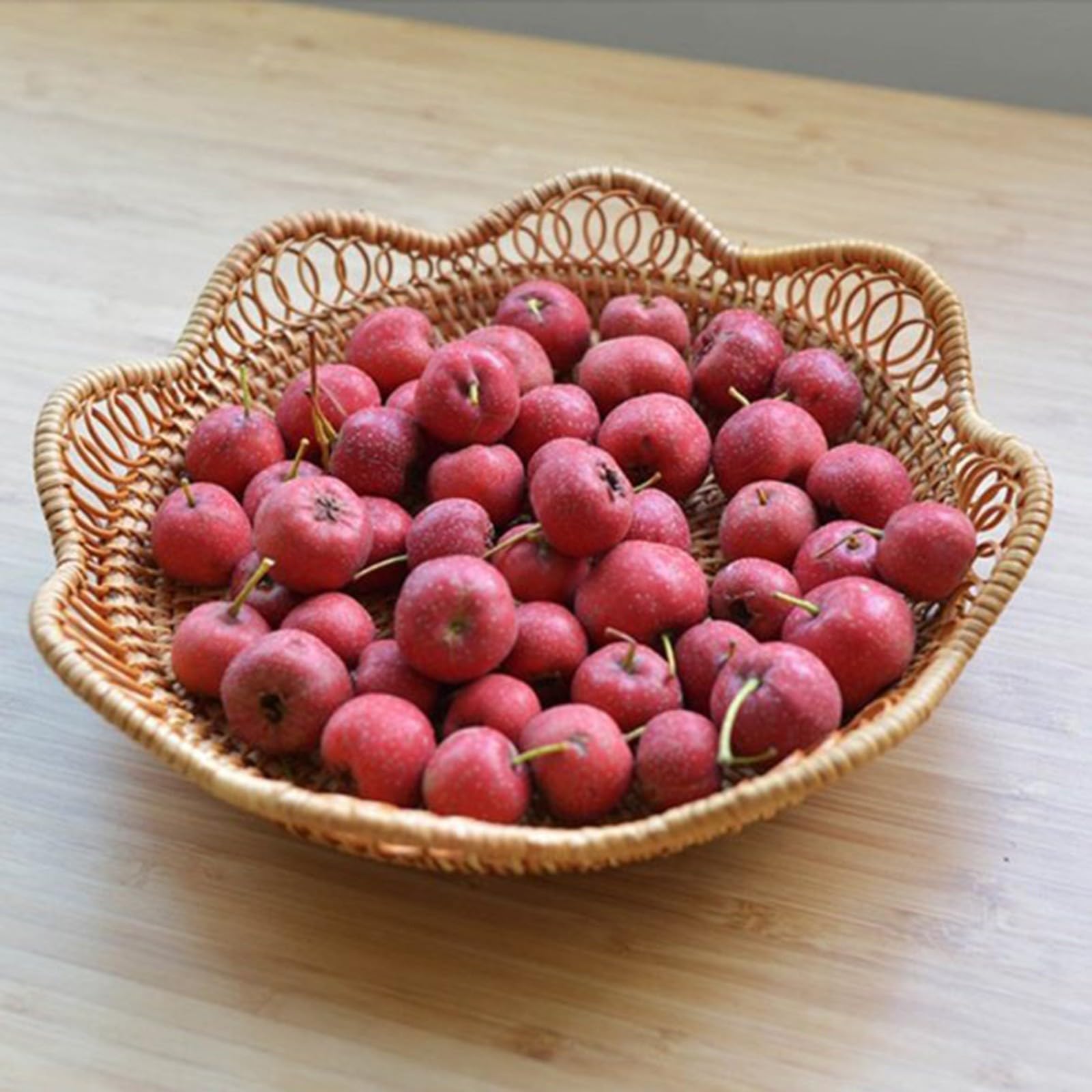 2 Pack Rattan Round Fruit Baskets Wicker Storage Bowls,Woven Serving Basket Bowls Decorative Baskets For Kitchen Counter Organizing (Khaki)