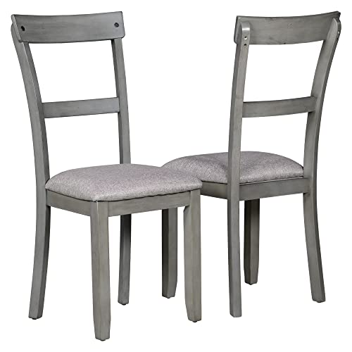 FIQHOME 5 Piece, Industrial Wooden Kitchen Upholstery 4 Persons, Dining Room Table and Chairs Set (Grey), Gray