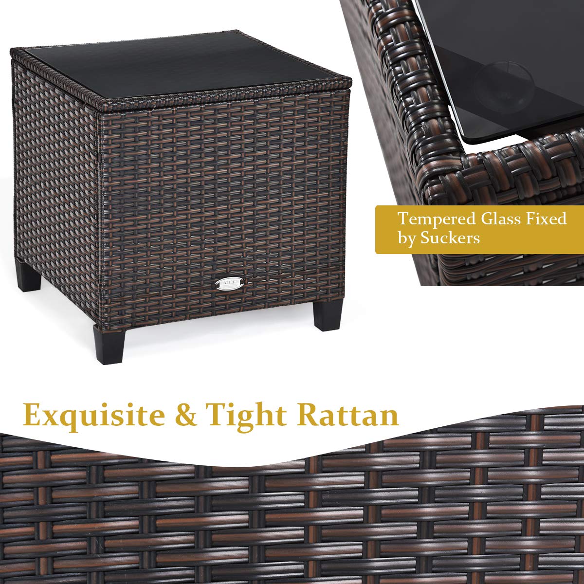 Toolsempire 7 Pieces Patio Furniture Set with 40,000 BTU Propane Round Fire Pit Table, Patio Fire Table Set with Cushions, Lava Rocks & Waterproof Cover, Wicker Conversation Set for Garden(Coffee)