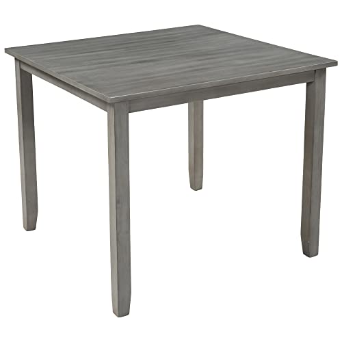 FIQHOME 5 Piece, Industrial Wooden Kitchen Upholstery 4 Persons, Dining Room Table and Chairs Set (Grey), Gray