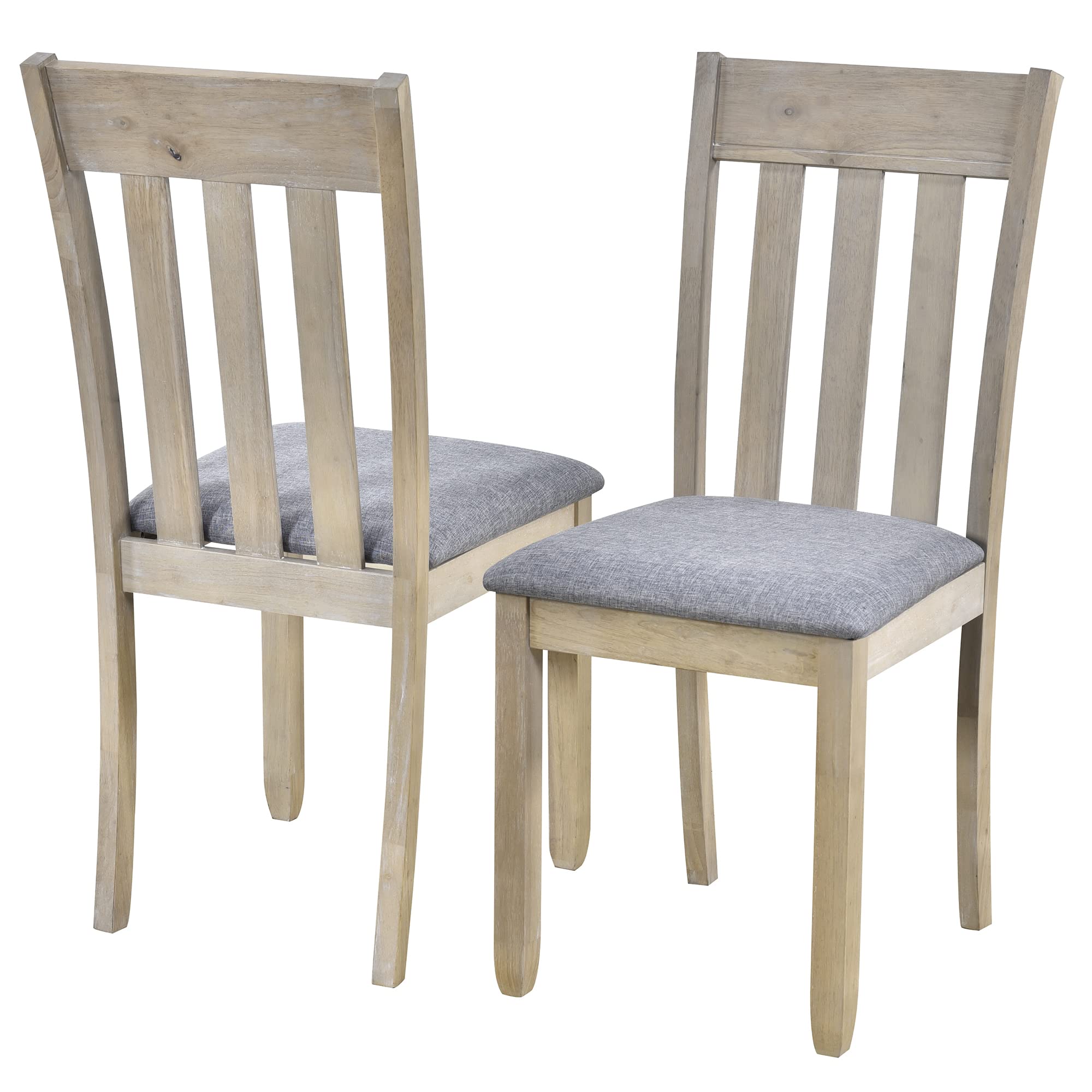 BIADNBZ 5-Piece Dining Table Set with Round Extendable Tabletop and 4 Padded Chairs, Modern Kitchen Furniture for DiningRoom, Space Saving Design, Natural Wood Wash
