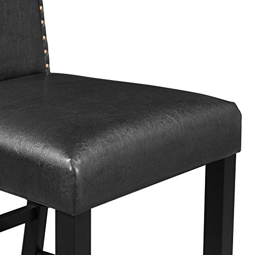 WOZNLA Room 5-Piece Contemporary Set-Includes 4 Comfortable Padded Stylish Faux Marble Top Black Table with Matching Chairs-Modern Addition for Your Home Dining Experience