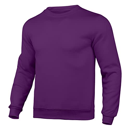 Oversized Crewneck Sweatshirt Men Ladies Sweat-Shirts Oversized Long Sleeve Shirts for Men Men's Hoodies Pullover Blank Hoodie White Sweatshirt Men Soft Graphic Crewneck Sweatshirt Purple M