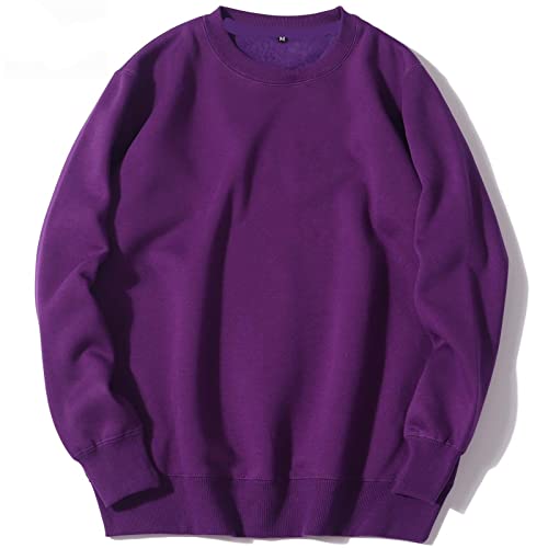 Oversized Crewneck Sweatshirt Men Ladies Sweat-Shirts Oversized Long Sleeve Shirts for Men Men's Hoodies Pullover Blank Hoodie White Sweatshirt Men Soft Graphic Crewneck Sweatshirt Purple M