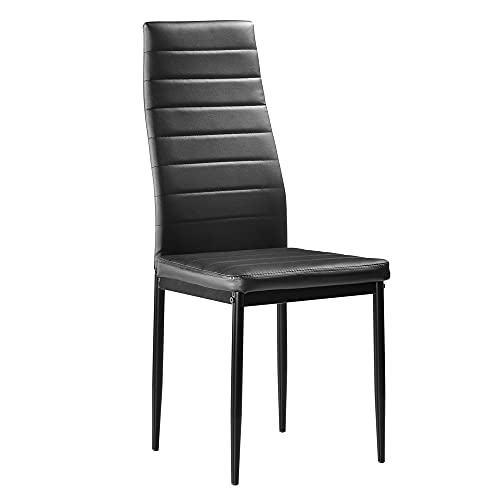 YEBDD 6-Seater Dining Table Chair Set Includes 1 Tempered Glass Dining Table + 6 High Backrest Dining Chairs Black