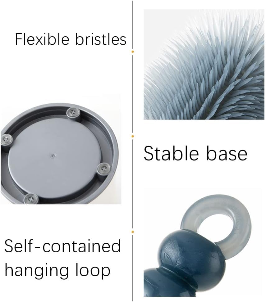 Creative Toilet Bowl Brush Flat Brush Head Toilet Brush Floor Stand Reversible Bristle Toilet Cleaner Brush with Stand