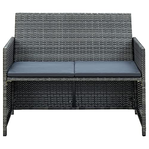 REWIS Conversation Sets Patio,Patio Furniture Set,Outdoor Wicker Furniture, 4 Piece Patio with Cushions Set Poly Rattan Gray