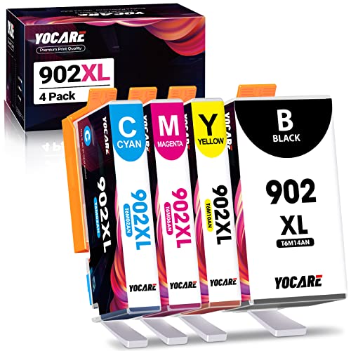 Compatible 902XL (4-Pack) Ink Cartridge Replacement for HP 902XL 902 High Yield, Work for Officejet Pro 6978 6960 6962 6968 6954 6958 6950 6951 6970 Printers (Black, Cyan, Magenta, Yellow)